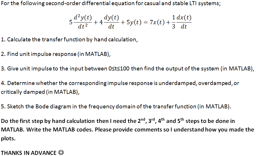 Solved For the following second-order differential equation | Chegg.com
