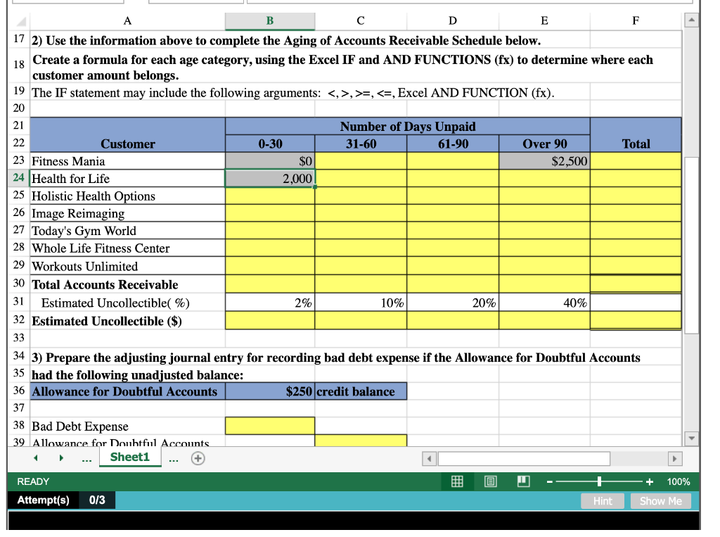 Solved 1. Prepare an aging of accounts receivable and | Chegg.com
