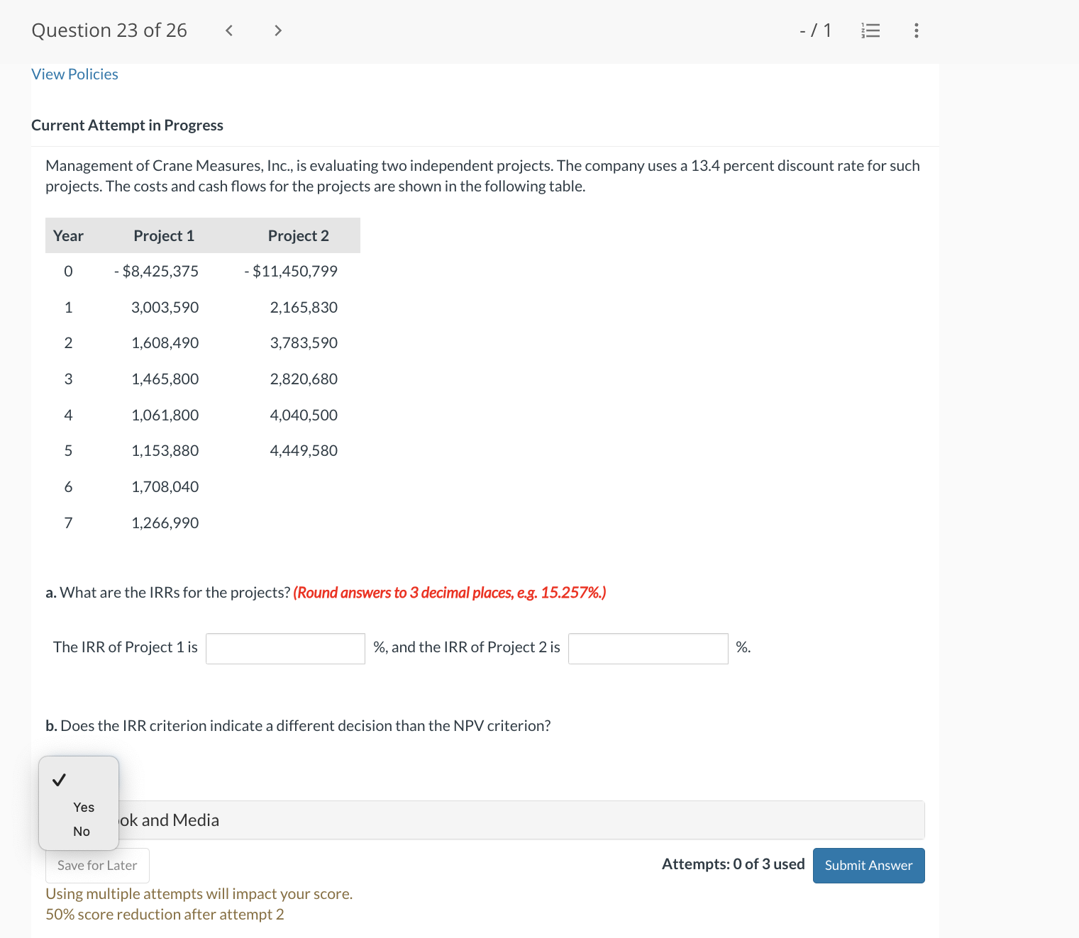 Solved Management of Crane Measures, Inc., is evaluating two | Chegg.com