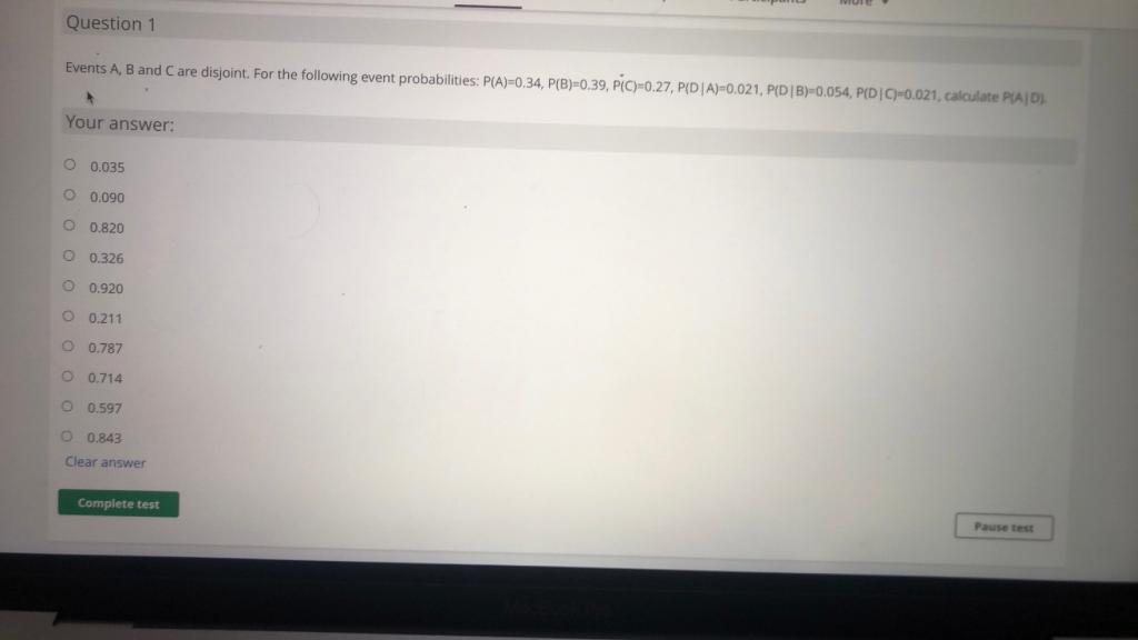 Solved Events A, B and C are disjoint. For the following | Chegg.com