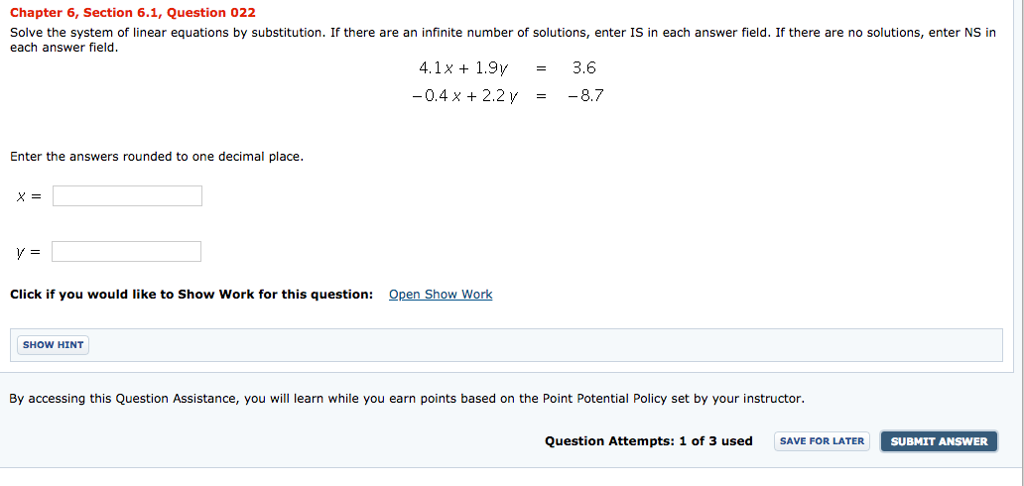 Solved Chapter 6, Section 6.1, Question 022 Solve the system | Chegg.com
