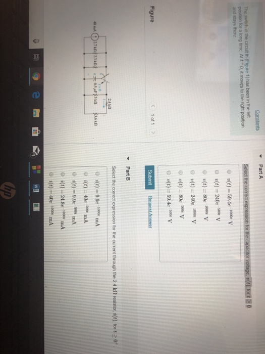 Solved Part A The switch in the circuit in (Figure 1) has | Chegg.com