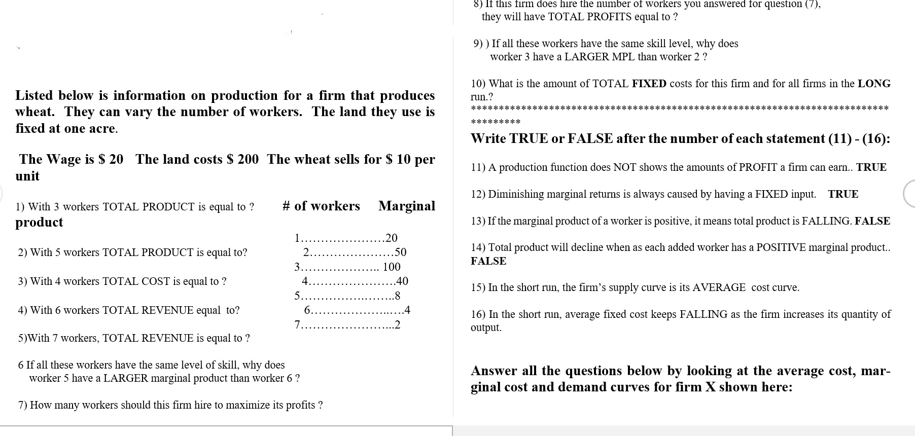 Solved 8) If this firm does hire the number of workers you | Chegg.com