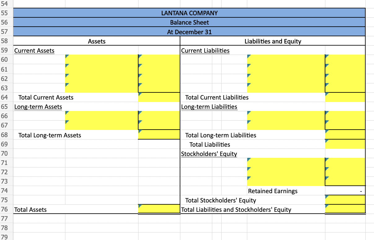 Solved Preparing a Classified Balance Sheet Lantana Company | Chegg.com