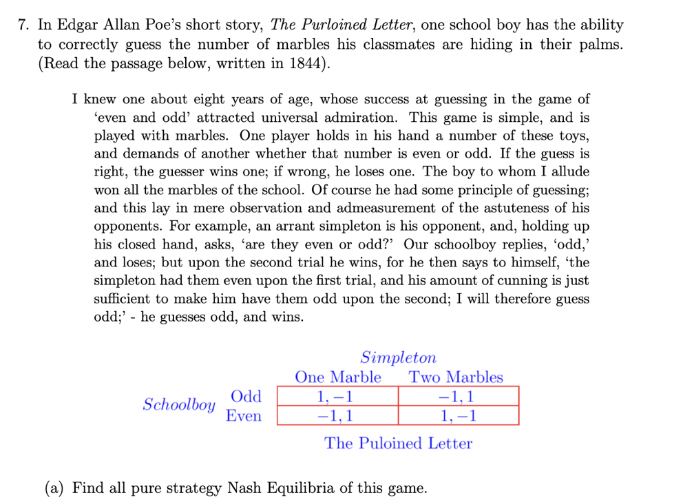 Solved 7. In Edgar Allan Poe's short story, The Purloined | Chegg.com