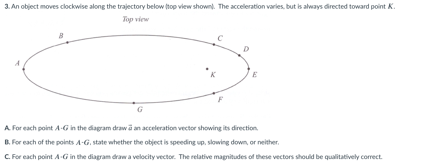 Solved 3. An object moves clockwise along the trajectory | Chegg.com