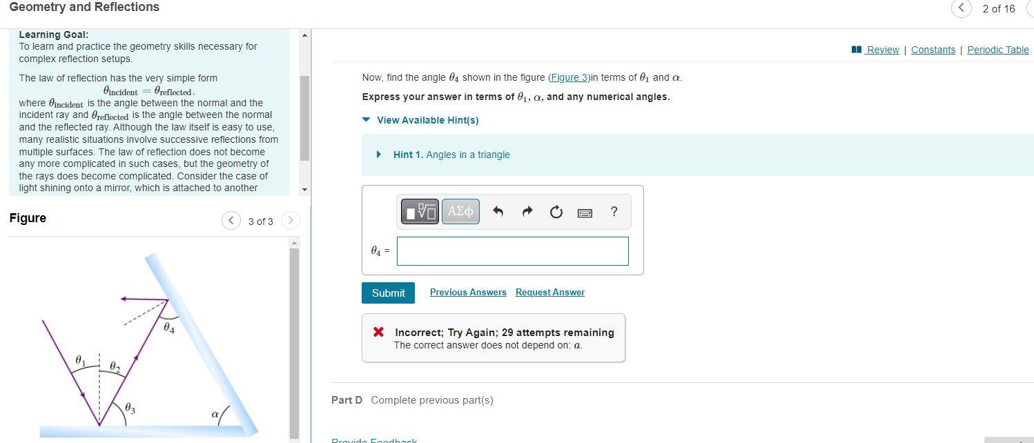 Solved Geometry and Reflections Geometry and Reflections | Chegg.com