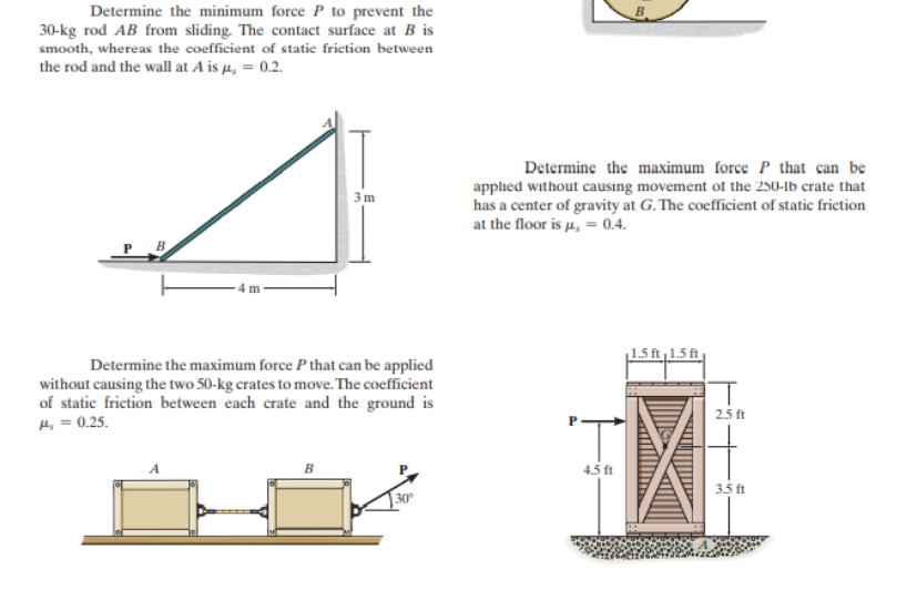 Solved Determine The Minimum Force P To Prevent The 30 Kg