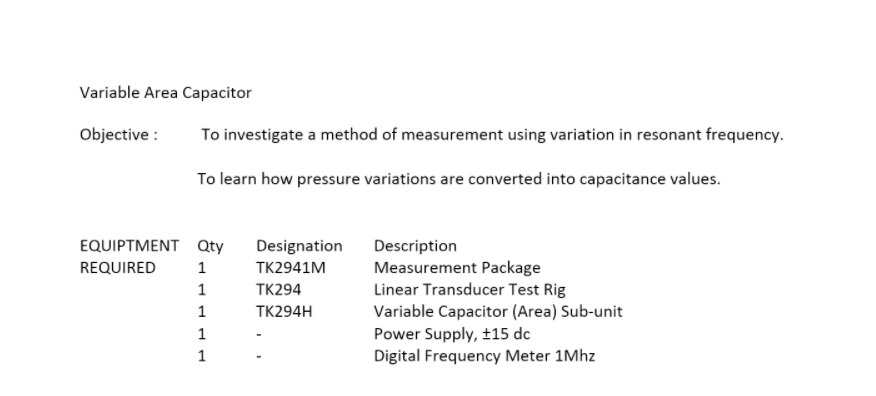 Solved Variable Area Capacitor Objective: To investigate a | Chegg.com