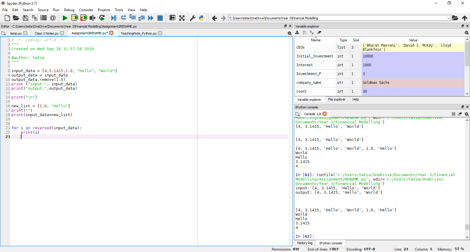 Solved 1. Create a list that contains the following items: | Chegg.com
