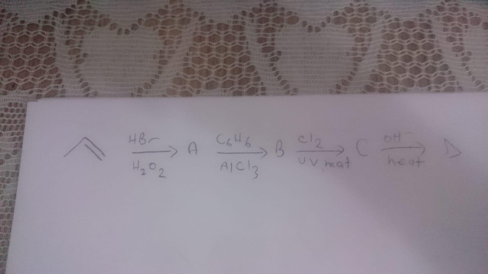Solved HB A C6H6 AICI B cl2 C he UV heat | Chegg.com