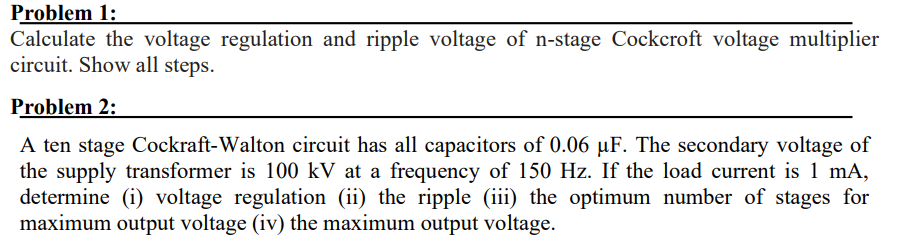 Solved Calculate the voltage regulation and ripple voltage | Chegg.com
