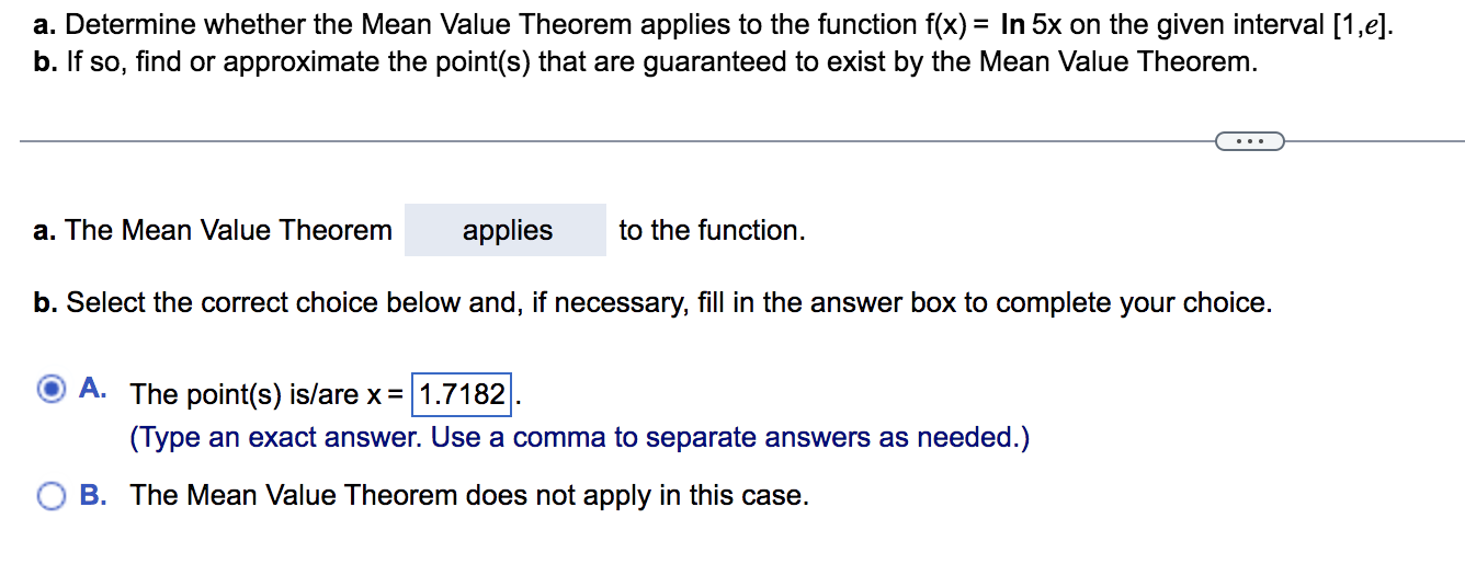 Solved a. Determine whether the Mean Value Theorem applies | Chegg.com