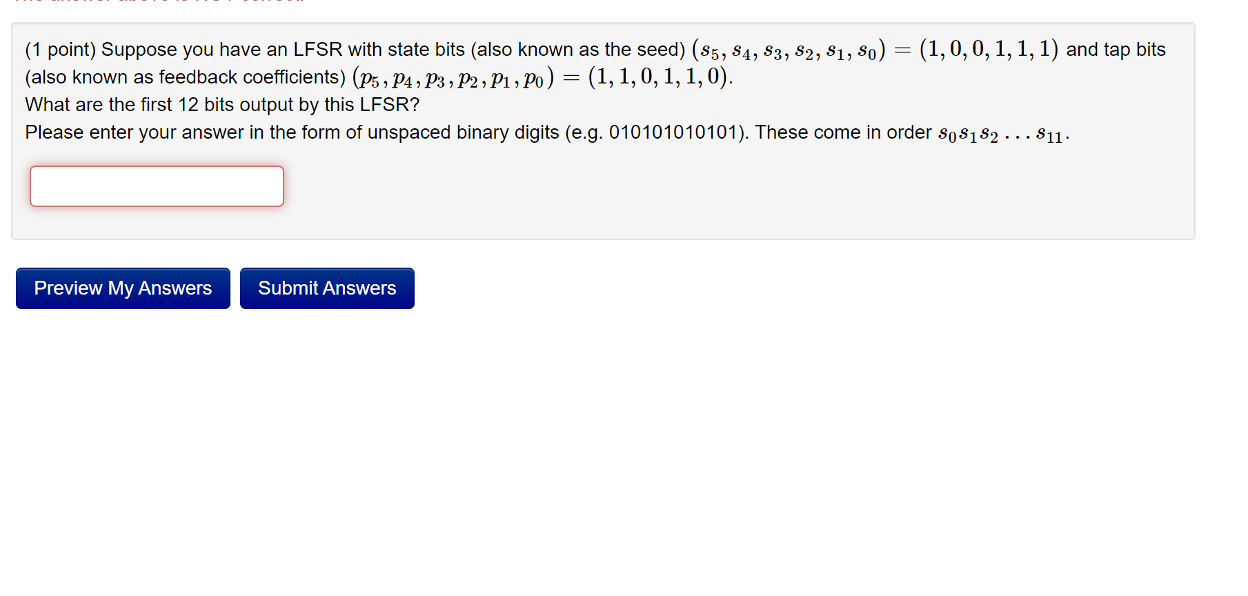 Solved Suppose you have an LFSR with state bits (also known | Chegg.com
