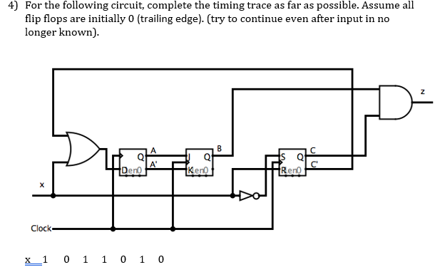 Solved 4) For the following circuit, complete the timing | Chegg.com