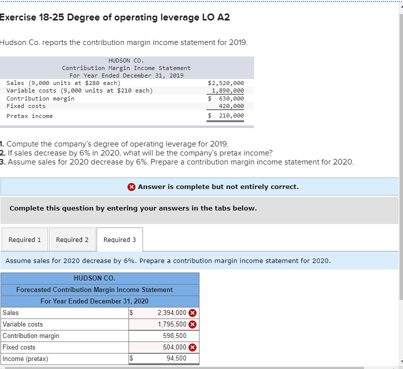 Solved Return to question Exercise 18-25 Degree of operating | Chegg.com