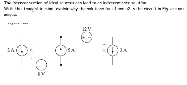 Solved The interconnection of ideal sources can lead to an | Chegg.com