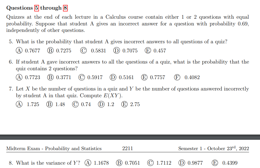 Solved Questions 5 through 8 . Quizzes at the end of each | Chegg.com