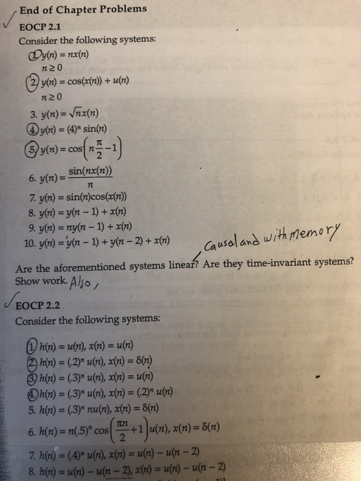 Solved End of Chapter Problems EOCP 2.1 Consider the | Chegg.com