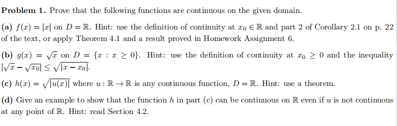 Solved = = Problem 1. Prove that the following functions are | Chegg.com