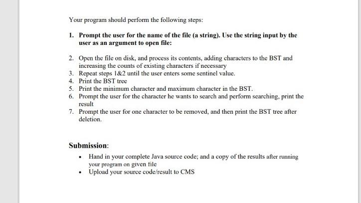 Solved Building a Binary Search Tree In this assignment you | Chegg.com