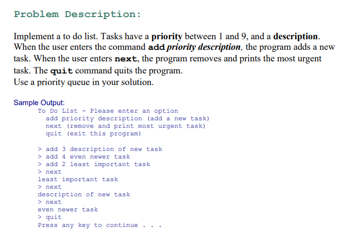 Solved Problem Description Implement A To Do List Tasks 7414