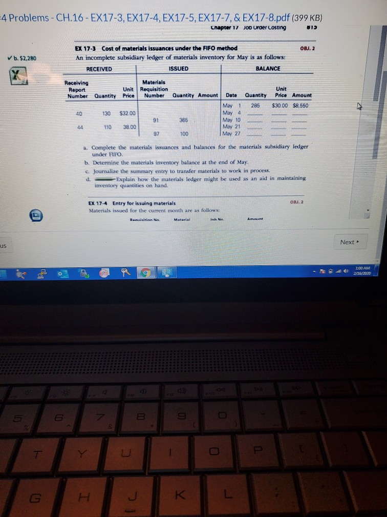 Solved 4 Problems - CH.16 - EX17-3, EX17-4, EX17-5, EX17-7, | Chegg.com