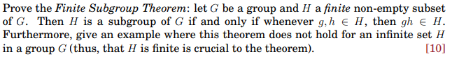 Solved Prove the Finite Subgroup Theorem: let G be a group | Chegg.com