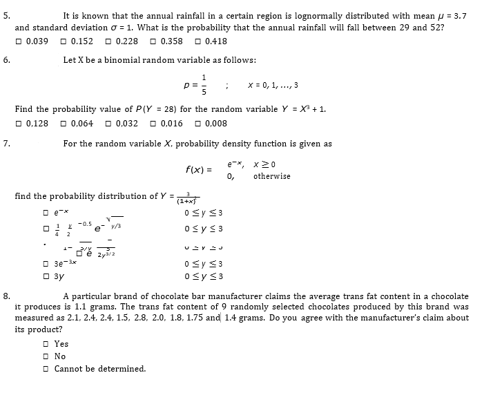 Solved 5. It is known that the annual rainfall in a certain | Chegg.com