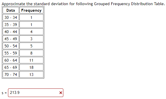 Solved Approximate the standard deviation for following | Chegg.com