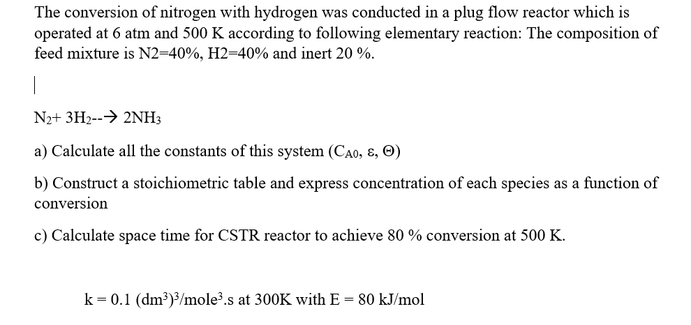 Solved The conversion of nitrogen with hydrogen was | Chegg.com