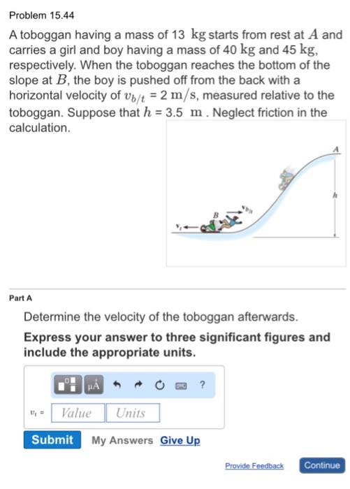 Solved A toboggan having a mass of 13 kg starts from rest at | Chegg.com