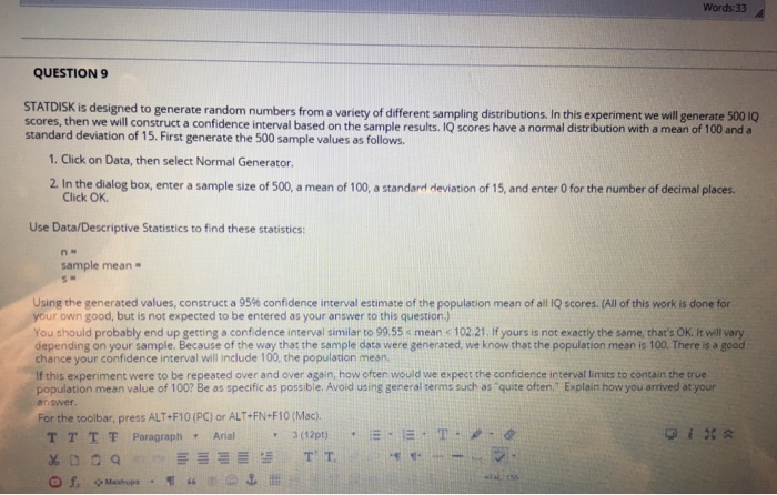 Solved STATDISK is designed to generate random numbers from | Chegg.com