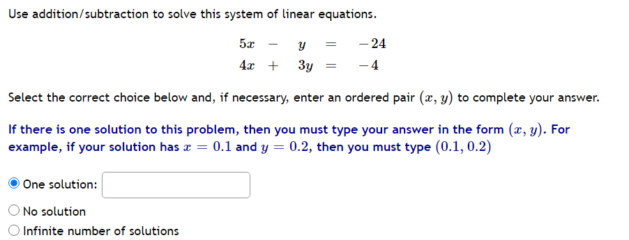 Solved Use addition/subtraction to solve this system of | Chegg.com