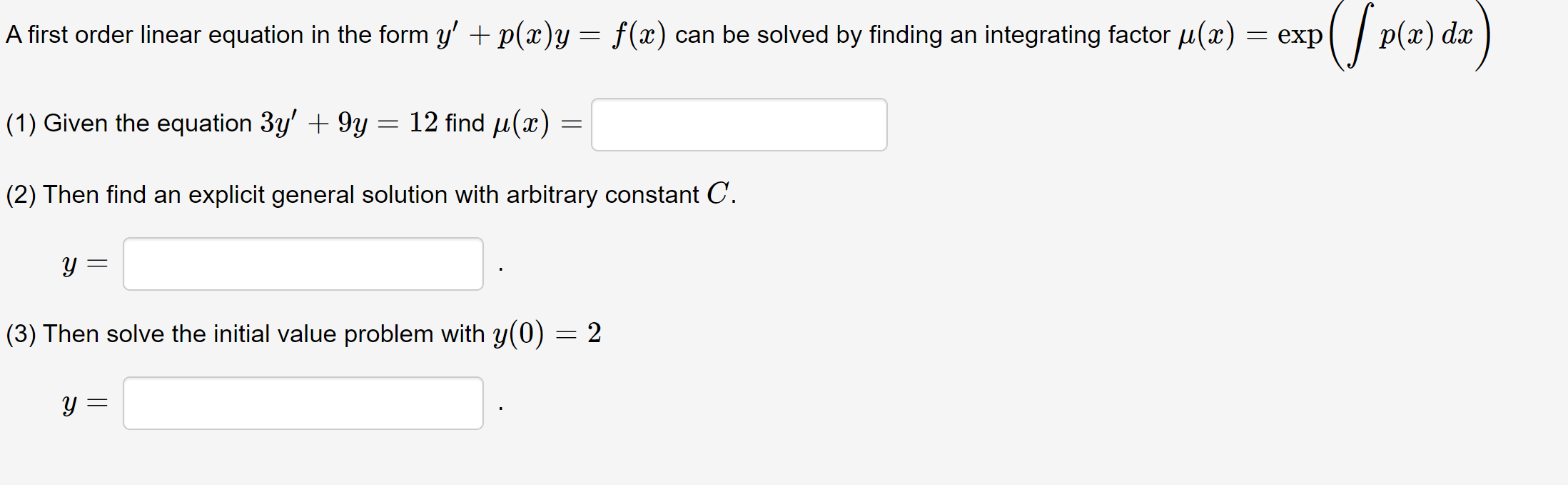 Solved A First Order Linear Equation In The Form