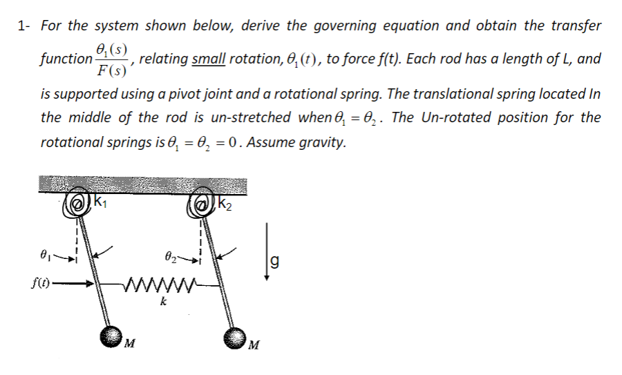 Solved 1- For the system shown below, derive the governing | Chegg.com