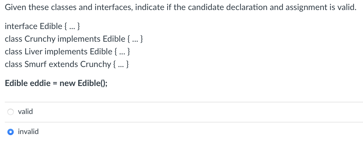 Solved Given these classes and interfaces, indicate if the | Chegg.com