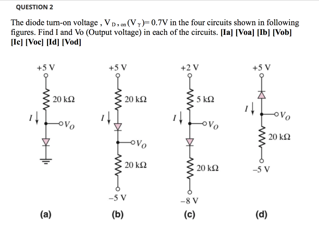 Solved QUESTION 2 The diode turn-on voltage , V D, on | Chegg.com