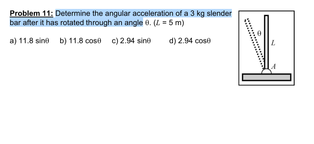 Solved Problem 11: Determine the angular acceleration of a 3 | Chegg.com