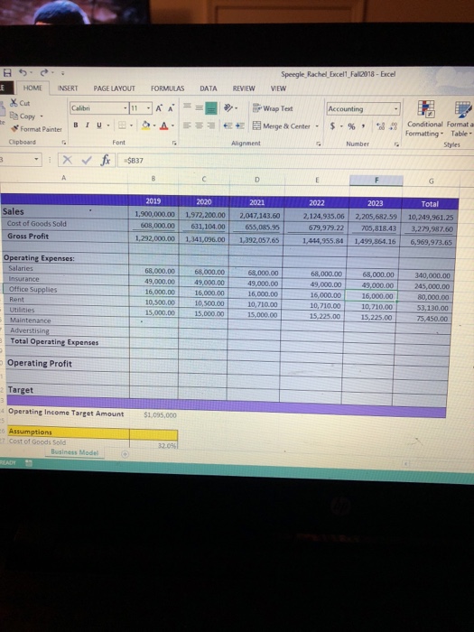 Solved 1. Create an projected income statement using the | Chegg.com