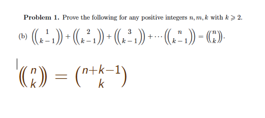 Solved n Multichoose K = n+k-1 choose K and 1 | Chegg.com