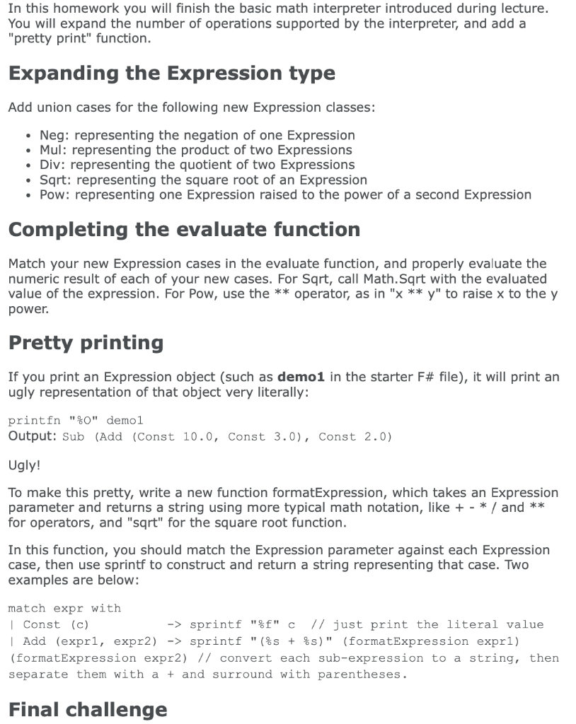 In this homework you will finish the basic math | Chegg.com