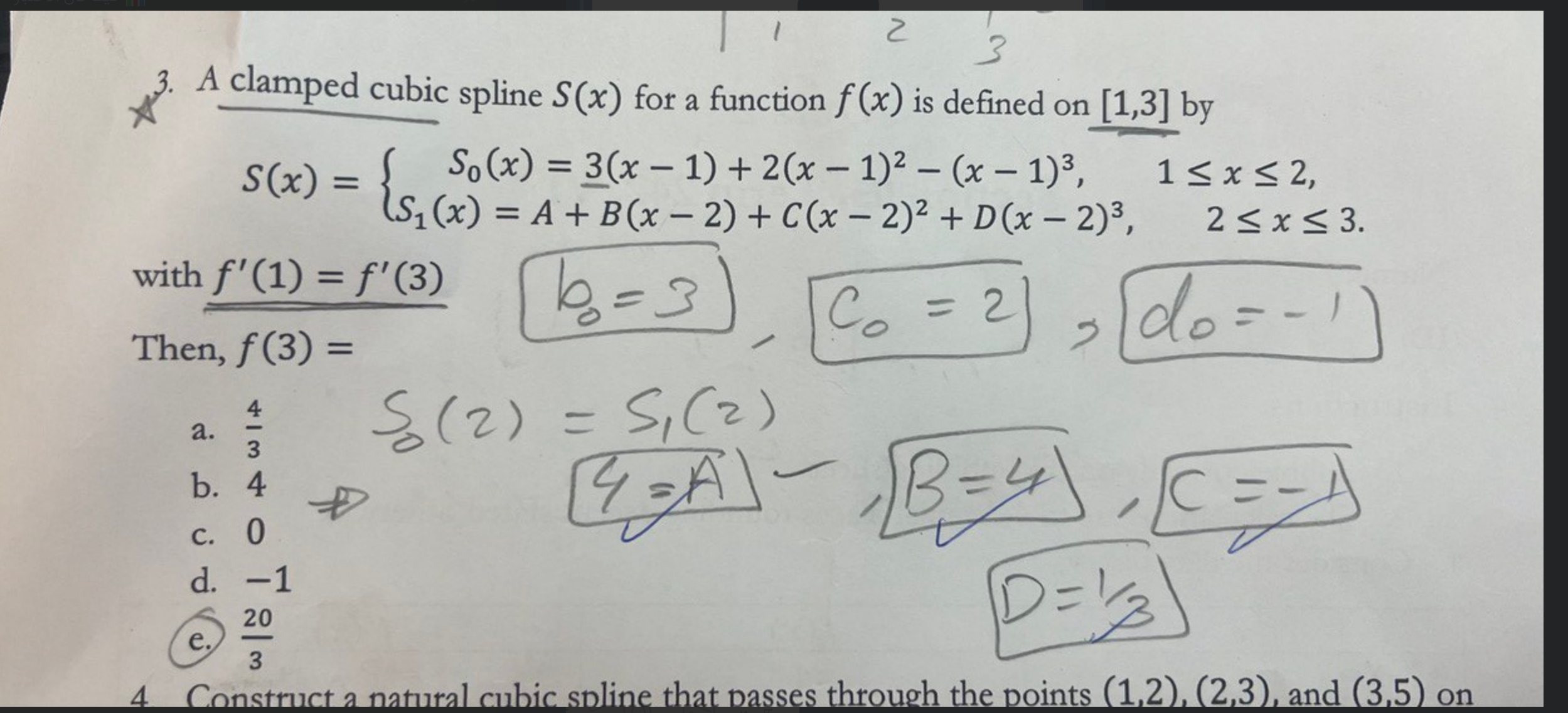 Solved A clamped cubic spline S(x) ﻿for a function f(x) is | Chegg.com
