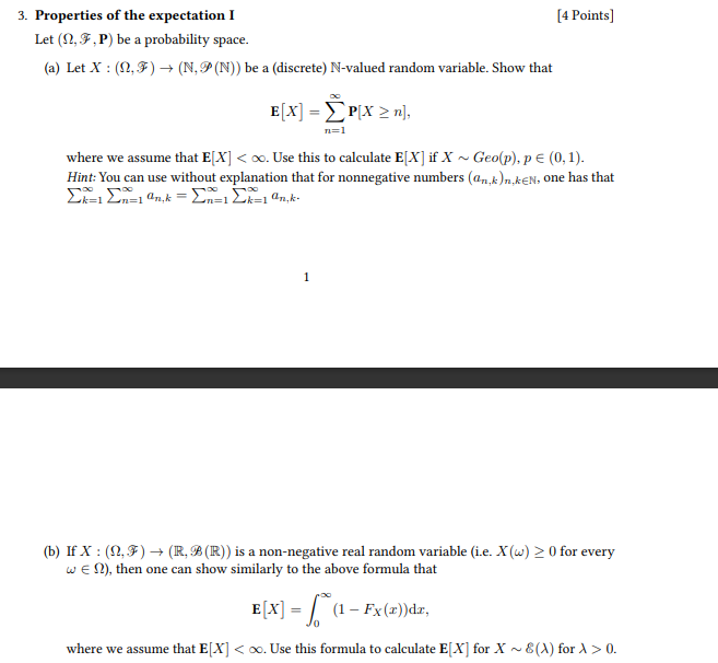 Solved 3. Properties of the expectation I [4 Points) Let | Chegg.com