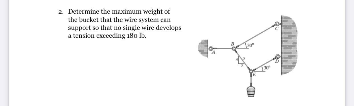 Solved 2. Determine the maximum weight of the bucket that | Chegg.com