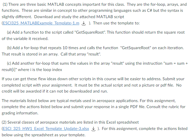 Solved (1) There are three basic MATLAB concepts important | Chegg.com