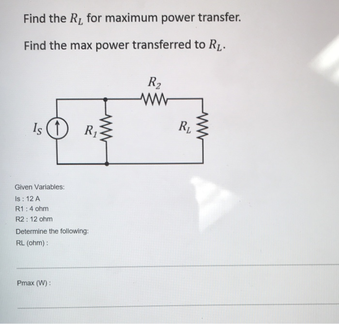 Solved Determine the resistance R1 such that the power | Chegg.com
