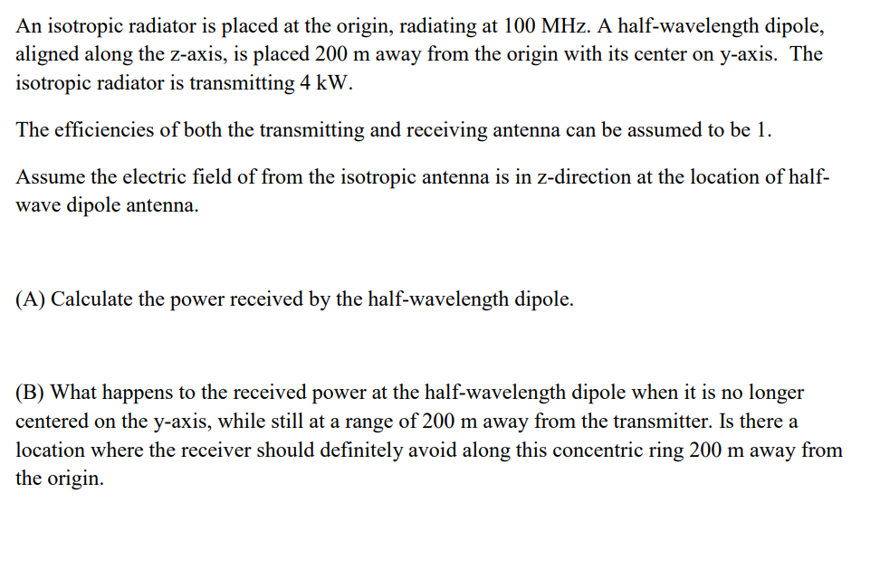 Solved An isotropic radiator is placed at the origin, | Chegg.com