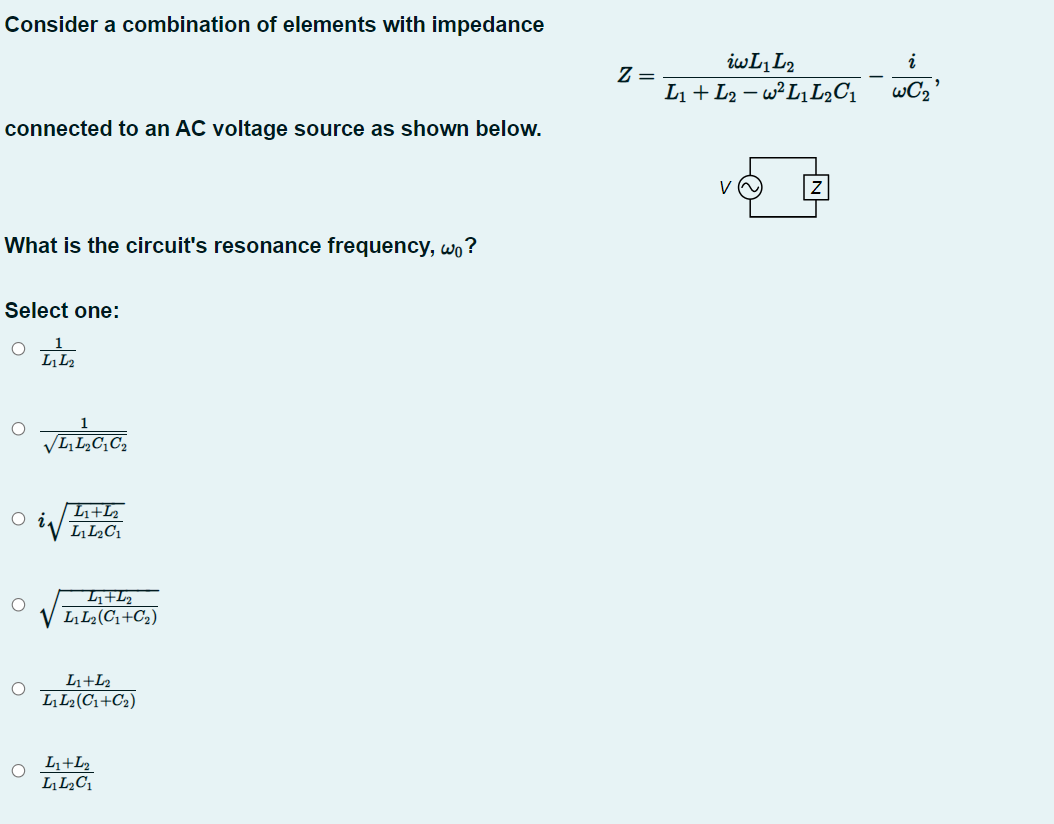 Solved Consider a combination of elements with impedance Z= | Chegg.com
