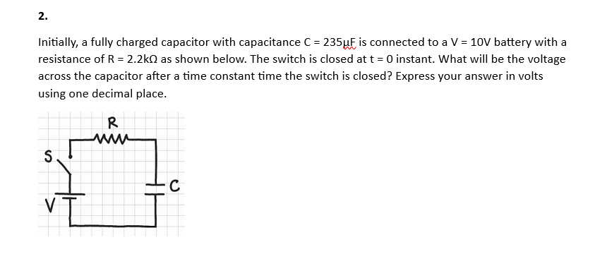 Solved Initially, a fully charged capacitor with capacitance | Chegg.com